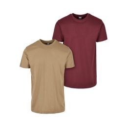 Urban Classics Damen T-Shirt "Urban Classics Herren Basic Tee 2-Pack"khaki, rotwine, Gr. M, unifarben, 100% Baumwolle, Shirts