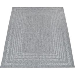 Teppich Paco Home, B:160cm H:4mm L:230cm, grau, Polypropylen, Wohnzimmer, Teppiche, "Liege 390", Flachgewebe, melierte Sisal Optik, mit Bord&uuml;re,