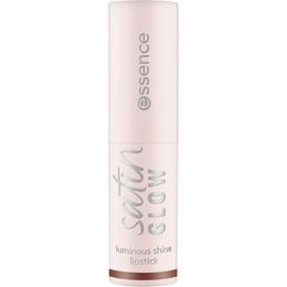 Essence Damen Lippenstift "satin GLOW luminous shine lipstick"deja, brew, Lippen-Kosmetika, 3-tlg., Satin-Finish, langanhaltend, Farbintensiv, hohe