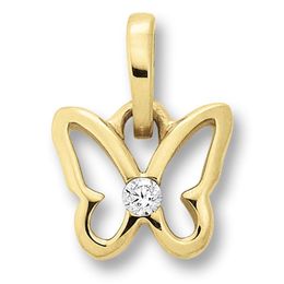ONE ELEMENT M&auml;dchen Kettenanh&auml;nger "Zirkonia Schmetterling Anh&auml;nger aus 333 Gelbgold", Gelbgold 333 Gold, gold, Gelbgold 333, Gold, Schmuckanh&auml;nger,