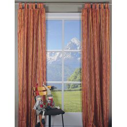 Gardine, B:120cm H:245cm, rot, HOSSNER - ART OF HOME DECO, Polyester, Wohnzimmer, Gardinen, "Wallersee", Schlaufenschal im zeitlosen Design