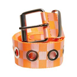 Urban Classics Damen H&uuml;ftg&uuml;rtel "Urban Classics Unisex Checker Belt With Eyelets"neonorange, wei&szlig;, Gr. L, 100% Polyester, G&uuml;rtel