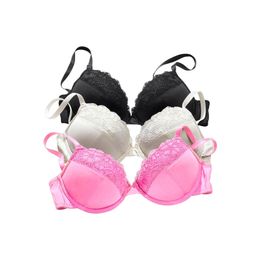 Petite Fleur Damen Push-up-BH, Gr. 70, pink, Spitze, Obermaterial: 59% Polyester, 19% Baumwolle, 11% Elasthan, 11% Polyamid, BHs, mit B&uuml;gel im