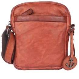 Harbour 2nd Damen Umh&auml;ngetasche "Drew", braun, Rindsleder, Taschen, Unisex Schultertasche, Handtasche mit Anker-Anh&auml;ner