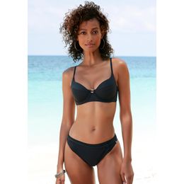 Lascana Damen B&uuml;gel-Bikini, schwarz, Gr. 36, unifarben, Microfaser, Microfaser, Polyamid, Bikini-Sets, mit wattierten Cups und Zierring