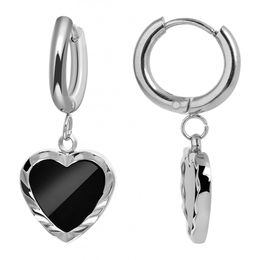 Adelia&acute;s ADELIA ́S Damen Paar Ohrh&auml;nger "Damen Ohrh&auml;nger aus Edelstahl mit Herz - - &Oslash; 10 mm", Damen, Edelstahl, schwarz, Edelstahl, Ohrringe