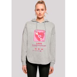 F4NT4STIC Damen Kapuzenpullover "Love Oldies Playlist Valentinstag", grau, Gr. XS, Obermaterial: 100% Baumwolle, Pullover, Premium Qualit&auml;t