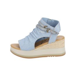 Blowfish Damen Keilsandalette "Blowfish Sandalen Lederimitat/Textil", Gr. 38denim, Lederimitat, Textil, Schuhe