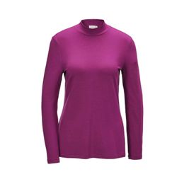GOLDNER Damen Longpullover "Kurzgr&ouml;&szlig;e Stehkragenshirt mit Langarm", lila, Gr. 23, Obermaterial: 95% Modal CMD. 5% Elasthan EL., Pullover