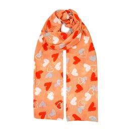 Harpa Damen Modeschal "URA"orange, bedruckt, mehrfarbig, Viskose, Modet&uuml;cher, mit sch&ouml;nem Herzen-Print