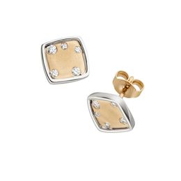 Jobo Damen Paar Ohrstecker "Ohrringe Goldohrringe viereckig 11 mm", Ros&eacute;gold 375 Wei&szlig;gold 375ros&eacute;gold 375, wei&szlig;, Ros&eacute;gold 375, Wei&szlig;gold 375,
