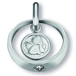 ONE ELEMENT M&auml;dchen Kettenanh&auml;nger "Zirkonia Taufring mit Engel Anh&auml;nger aus 925 Silber", Silber 925 (Sterlingsilber), silber, Silber 925
