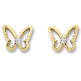 ONE ELEMENT Jungen Paar Ohrh&auml;nger "Zirkonia Schmetterling Ohrringe Ohrstecker aus 333 Gelbgold", Kinder, Gelbgold 333 Gold, gold, Gelbgold 333, Gold,