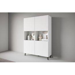 Highboard Inosign, B:120cm H:168cm T:39cm, wei&szlig;, FSC-zertifizierter Holzwerkstoff, Kunststoff, MDF, Spanplatte, Wohnzimmer, Sideboards, "Phuket,