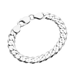 Smart Jewel Damen Panzerarmband "Panzerkette diamantiert, massiv, Silber 925", 21cm, Silber 925 (Sterlingsilber), silber, Silber 925