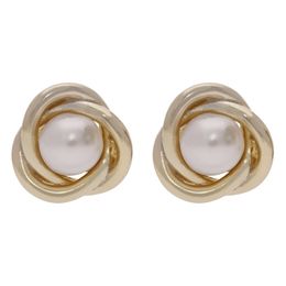 Firetti Damen Paar Ohrstecker "Schmuck Geschenk Silber 925 Ohrschmuck Ohrringe Knoten", 5mm, Perlen Silber 925 (Sterlingsilber)gelbgoldfarben, wei&szlig;,