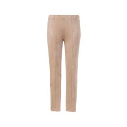 GOLDNER Damen 2-in-1-Hose "Kurzgr&ouml;&szlig;e Moderne Leggings in trendigem Velourslederimitat", beige, Gr. 26, Obermaterial: 92% Polyester PES. 8% Elasthan