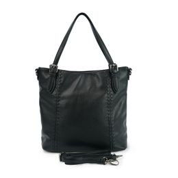 Schultertasche Harpa "LUGANA", Damen, Gr. B/H/T: 13cm x 31cm x 40cm, schwarz, Polyurethan (PU), unifarben, Taschen Schultertasche, mit stylischen Ziern&auml;hten