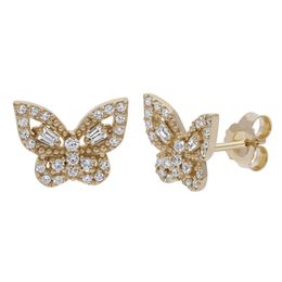 Paar Ohrstecker Firetti "Schmuck Geschenk Silber 925 Ohrschmuck Ohrringe Schmetterling", gelbgoldfarben, kristallwei&szlig;, kristallwei&szlig;, Ohrringe, Damen, Silber 925 (Sterlingsilber), mit Zirkonia (synth.)