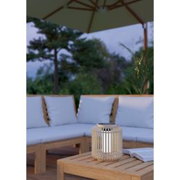 Eglo Tischleuchte "Marliano Tischlampe, Solarlampe Boho, Windlicht, Rattan, IP44, Lampe", 1, &Oslash; 21cm H: 24cm, 1 Stk.braun, Wohnzimmer, Leuchten,