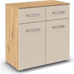 Kommode Rauch, B:80cm H:81cm T:42cmeiche artisan, beige (champagner), Holzwerkstoff, Schlafzimmer, Sideboards, "Gamma", mit zwei T&uuml;ren und zwei