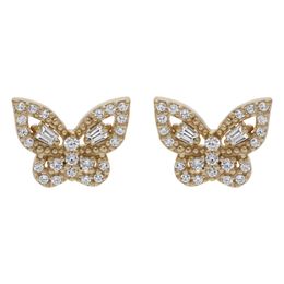 Firetti Damen Paar Ohrstecker "Schmuck Geschenk Silber 925 Ohrschmuck Ohrringe Schmetterling", Silber 925 (Sterlingsilber)gelbgoldfarben,