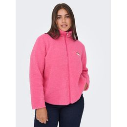 Only CARMAKOMA Damen Pl&uuml;schjacke "CARHOLLY TEDDY L/S ZIP SWT", pink, Gr. M, unifarben, Pl&uuml;sch, Obermaterial: 100% Polyester, Jacken