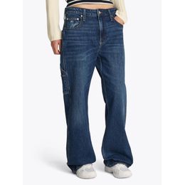 Tommy Jeans Damen Relax-fit-Jeans "MIA MR RLXD STR", blau, Gr. 29, unifarben, Denim/Jeans, Obermaterial: 99% Baumwolle, 1% Elasthan, Jeans, in blauer