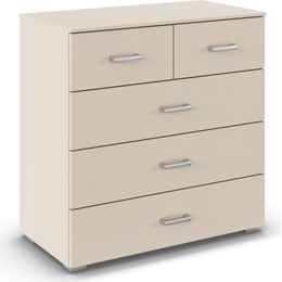 Kommode Rauch, B:80cm H:81cm T:42cmbeige (champagner), Holzwerkstoff, Schlafzimmer, Sideboards, "Gamma", mit f&uuml;nf ger&auml;umigen Schubladen in