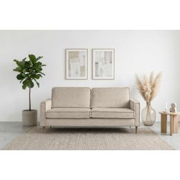 3-Sitzer Home Affaire "Pinto Skandi, 206 cm, Chenille, Struktur", creme, B:208cm H:89cm T:97cm, 100% Polyester, Sofas, mit Keder, Massivholzf&uuml;&szlig;e Eiche ger&auml;uchert, Wellenunterfederung