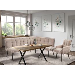 Eckbank, B:240cm H:94cm T:161cmbeige, exxpo - SOFA FASHION, Esszimmer, Sitzb&auml;nke, "Mocca Essbank, Sitzbank", hoher Sitzkomfort, bequem und elegant,