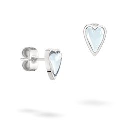 Paar Ohrstecker "Schmuck Geschenk Edelstahl Ohrringe Glass Heart", Edelstahledelstahlfarben, transparent, transparent, Liebeskind Berlin, Edelstahl,