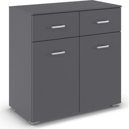 Kommode Rauch, B:80cm H:81cm T:42cmgraumetallic, Holzwerkstoff, Schlafzimmer, Sideboards, "Gamma", mit zwei T&uuml;ren und zwei ger&auml;umigen Schubladen MADE
