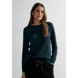 Cecil Damen Rundhalspullover, blau, Gr. XL, unifarben, Stoff, 31% Polyacryl, 26% Polyester, 24% Baumwolle, 16% Nylon, 3% Elasthan, Pullover, mit