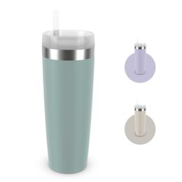 Isolierflasche Emsa "Travel Mug Cool&sup3;", mint, H:25,47cm, Edelstahl, Polypropylen (PP), Trinkflaschen, Isolierflasche, 3 Deckelpositionen, f&uuml;r g&auml;ngige Autohalterungen, inkl. Strohhalm