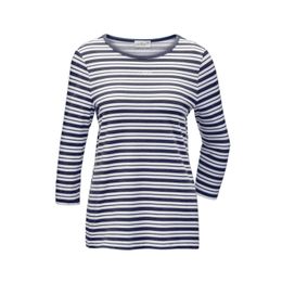 GOLDNER Damen 3/4-Arm-Shirt "Ringelshirt mit U-Boot-Ausschnitt", blau, Gr. 38, Obermaterial: 95% Baumwolle CO. 5% Elasthan EL., Shirts