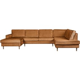 Wohnlandschaft Home Affaire, B:349cm H:89cm T:206cmbrick rot, 100% Polyester, Sofas, "Pinto Skandi, 350 cm, U-Form, XXL, mit Ottomanen", mit Keder,