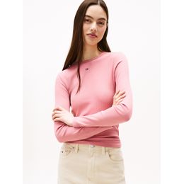 Tommy Jeans Damen Langarmshirt "TJW SLIM ESSENTIAL RIB LS"tahiti berry, Gr. XL, unifarben, Rippware, Obermaterial: 95% Baumwolle, 5% Elasthan,