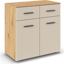 Kommode Rauch, B:80cm H:81cm T:42cmeiche artisan, beige (champagner), Holzwerkstoff, Schlafzimmer, Sideboards, "Gamma", mit zwei T&uuml;ren und zwei