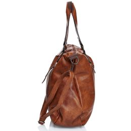 Harpa Damen Henkeltasche "ASTER"braun, Lederimitat, unifarben, Taschen, mit dekorativen Rei&szlig;verschlussf&auml;chern auf der Vorderseite