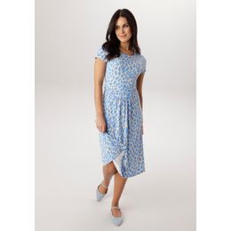 Damen Jerseykleidhellblau, sand, wollwei&szlig;, Gr. 40, Aniston SELECTED, bedruckt, gemustert, Jersey, Obermaterial: 95% Viskose, 5% Elasthan, Kleider,