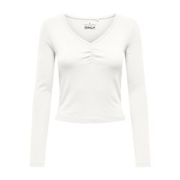 Only Damen Langarmshirt "ONLBETTY LIFE L/S SCALLOP V-NECK CC JRS"cloud dancer, Gr. XS, unifarben, Jersey, Obermaterial: 95% Baumwolle, 5% Elasthan,