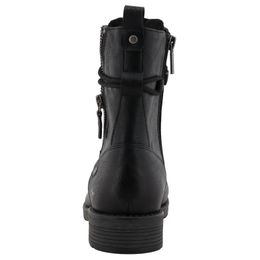 Mustang Shoes Damen Winterstiefelette "Elfi", Gr. 42, schwarz, Lederimitat, Schuhe, Winterstiefel mit Rei&szlig;verschluss und markanter Schn&uuml;rung