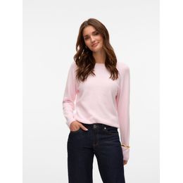V&eacute;ro Moda VERO MODA Damen Rundhalspullover "VMDOFFY LS O-NECK BLOUSE GA NOOS", rosa, Gr. XS, meliert, Strick, Obermaterial: 94% Polyester, 3% Elasthan, 3%