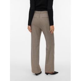 V&eacute;ro Moda VERO MODA Damen Anzughose "VMMAYA BESTIE MW STRAIGHT PANT NOOS", beige, Gr. XL, bedruckt, meliert, Web, Obermaterial: 94% Polyester, 4% Viskose, 2%