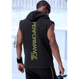 Herren Kapuzensweatshirtschwarz, Gr. XL, LE JOGGER PERFORMANCE, kontrastfarbene Details, unifarben mit Farbeinsatz, Sweatware, Obermaterial: 50%