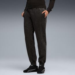 Puma Damen Trainingshose "ESS ELEVATED COMFORT WASH SWEATPANTS FL CL", schwarz, Gr. S, unifarben, Fleece, Obermaterial: 66% Baumwolle, 34% Polyester,