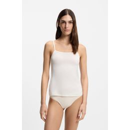 Spaghettitop BOSS, Damen, Gr. L, open wei&szlig; 119, Jersey, Obermaterial: 95% Viskose, 5% Elasthan, slim fit normal, Rundhals, Tops, aus Stretch-Jersey mit verstellbaren Riemchen