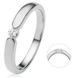 ONE ELEMENT Damen Diamantring "0.13 ct Diamant Brillant Spannfassung Ring aus 585 Wei&szlig;gold", 55, 0,13, Diamanten Gold Wei&szlig;gold 585silber, Diamanten,