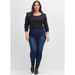 sheego Damen Jeansleggings, blau, Gr. 52, unifarben, 81% Baumwolle, 17% Polyester, 2% Elasthan, Jeans